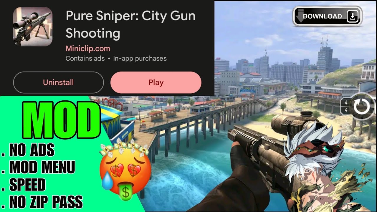 Pure sniper MOD #pure_sniper 💲💵👾🌈☺🗯 ‍🔥💸💎👁‍🗨 - YouTube