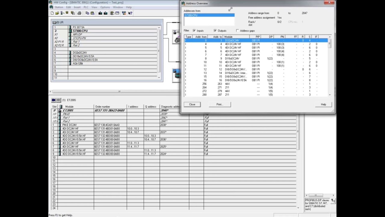 46 : Address Overview in Hardware Configuration Editor || Simatic ...