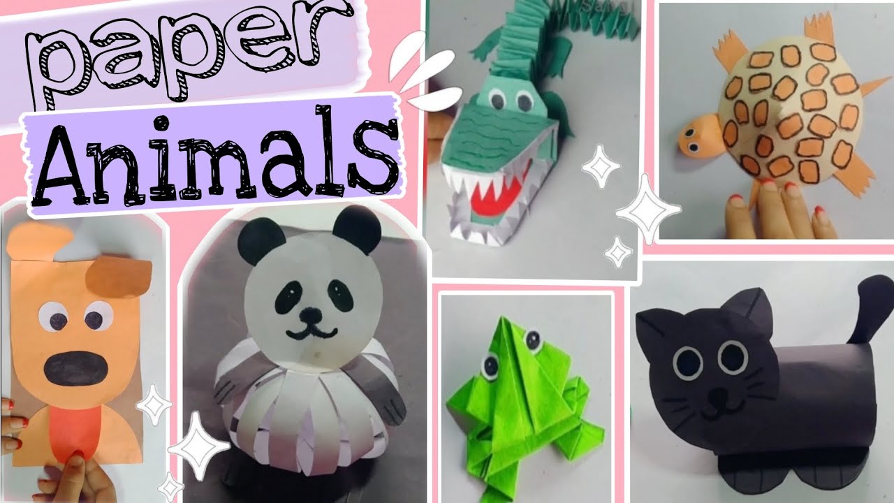 How to make paper animals 😻🤩 // 6 different paper animals // 🐸🐼🐶🐈🐊🐢 ...