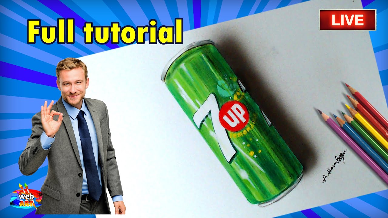 🔴Drawing of a 7up can 🔴 How to draw 3D Art 7up can 🔴 Webart#94. - YouTube