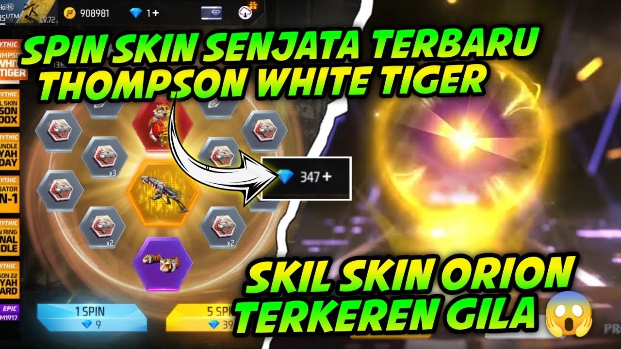 CARA DAN TRIK😱 SPIN SENJATA THOMPSON WHITE TIGER || SPIN SKIL SKIN ...