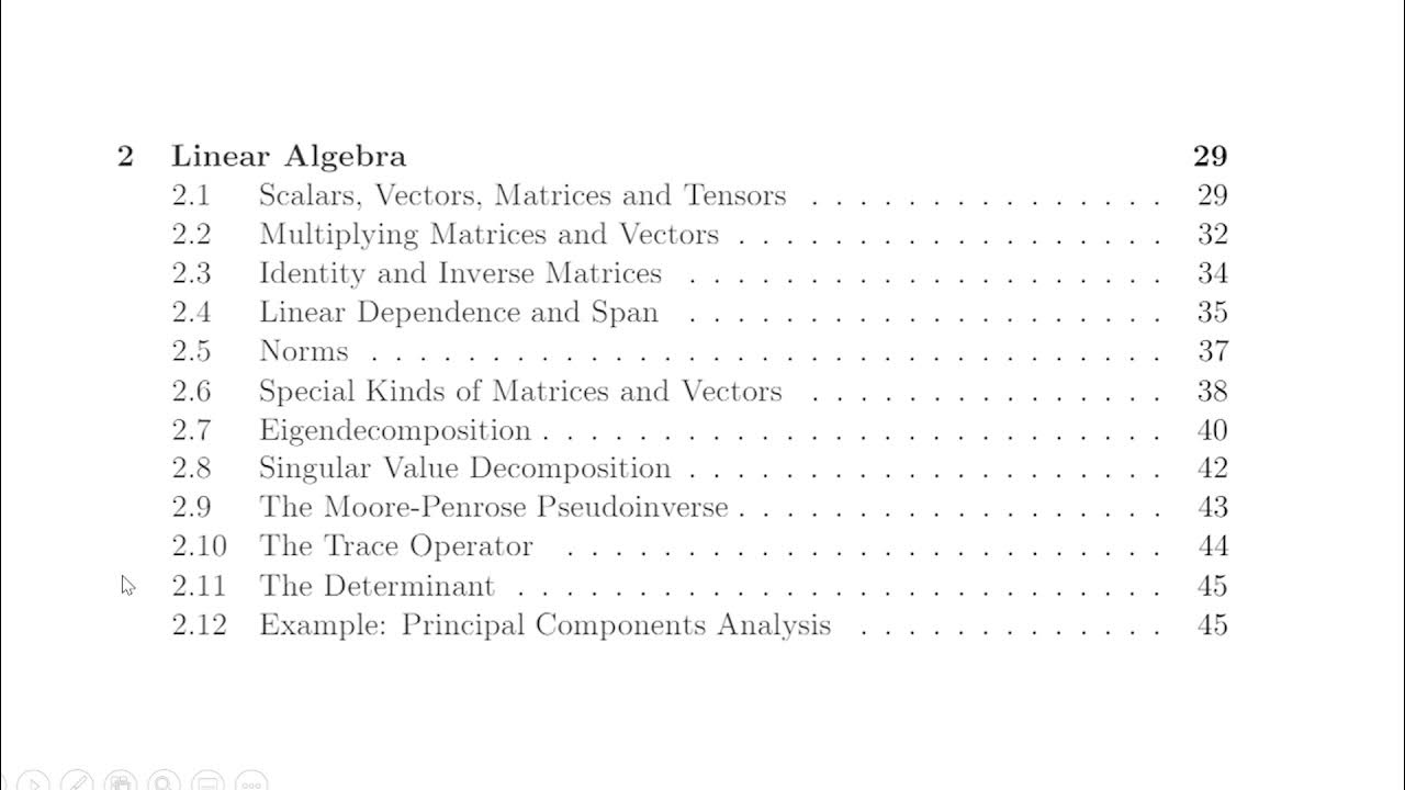 Chapter 2 (Linear Algebra): Overview - YouTube