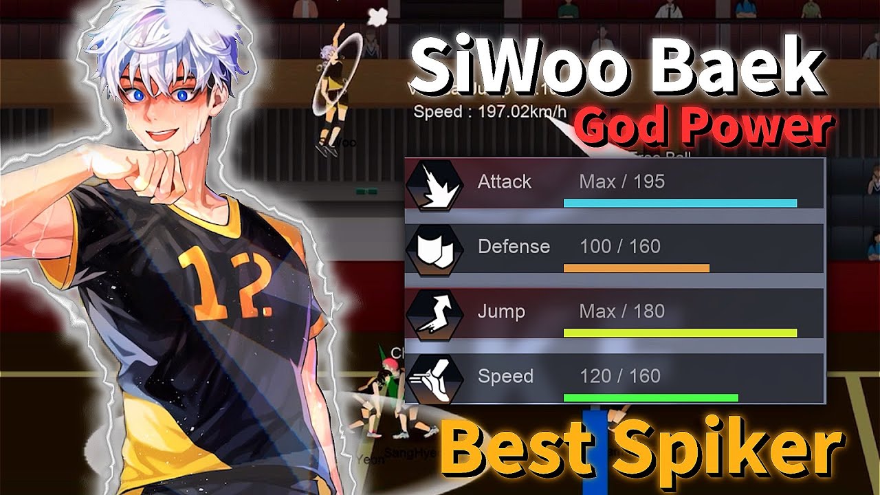 The Spike Volleyball !! 3x3 !! SiWoo Baek (God Power) Jump 4m+ !! Spike ...
