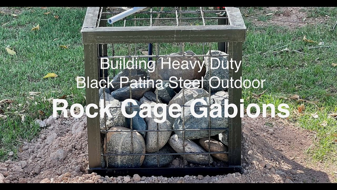 Building Steel Rock Cage Gabions w/Black Patina Finish - YouTube