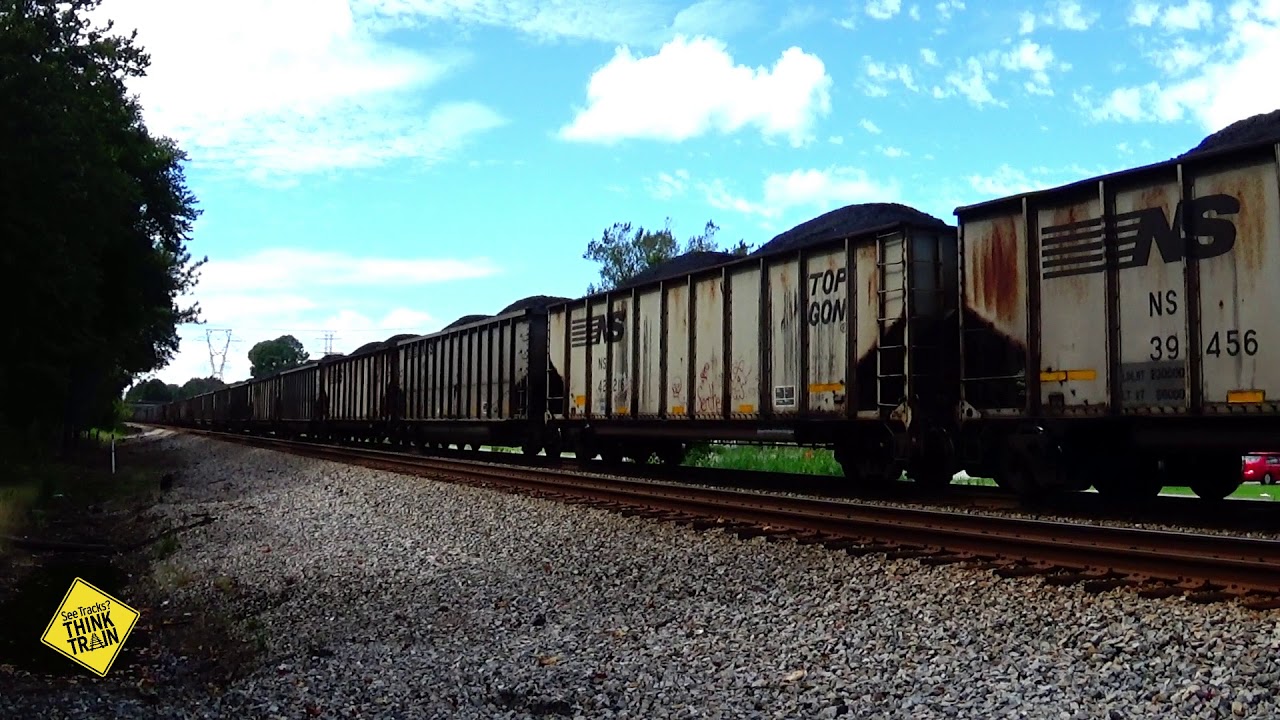 NS 9172 (GE C44-9W) leads NS 800 series coal train - YouTube