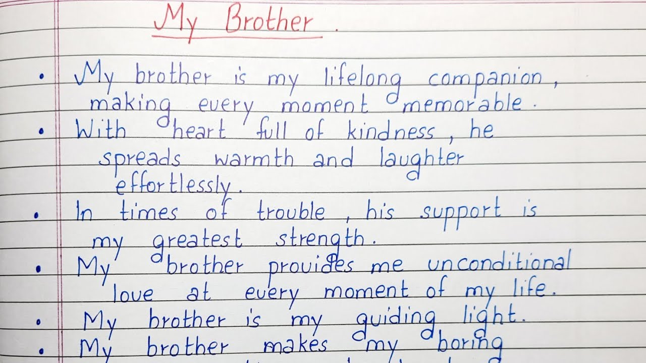 Write a short essay on My Brother | 10 lines | English - YouTube