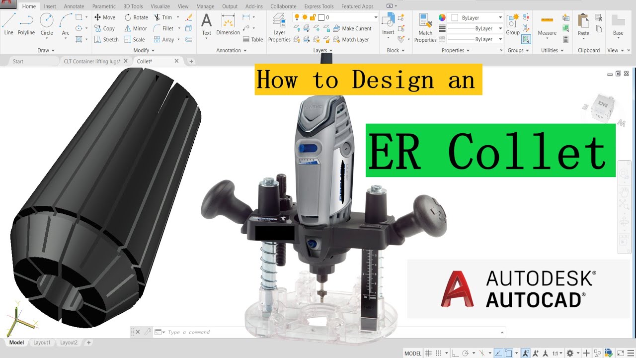 How to Make an ER Collet in autocad by (ⓐⓤⓣⓞⓒⓐⓓⓒⓜⓓ) - YouTube