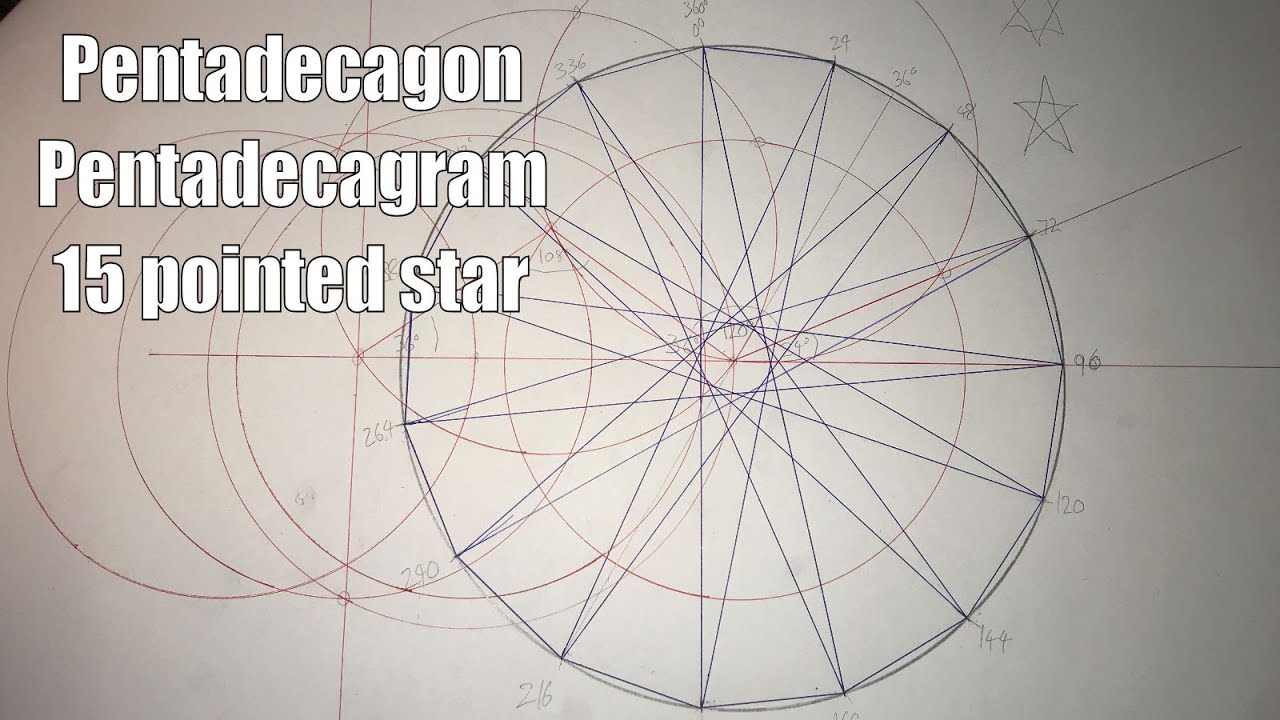 15 Pointed Star Pentadecagram Pentadecagon How to Draw - YouTube