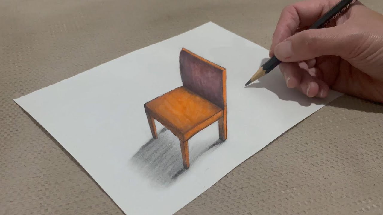 Amazing 3D Chair Drawing - Hyperrealistic Optical Illusion! - YouTube