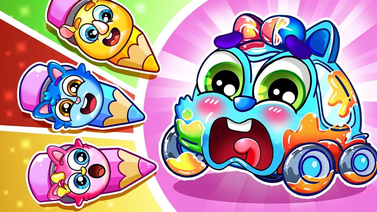 No No! I Lost My Lovely Color😢Funny Drawing Pencil Song🚌🚓+More Nursery ...
