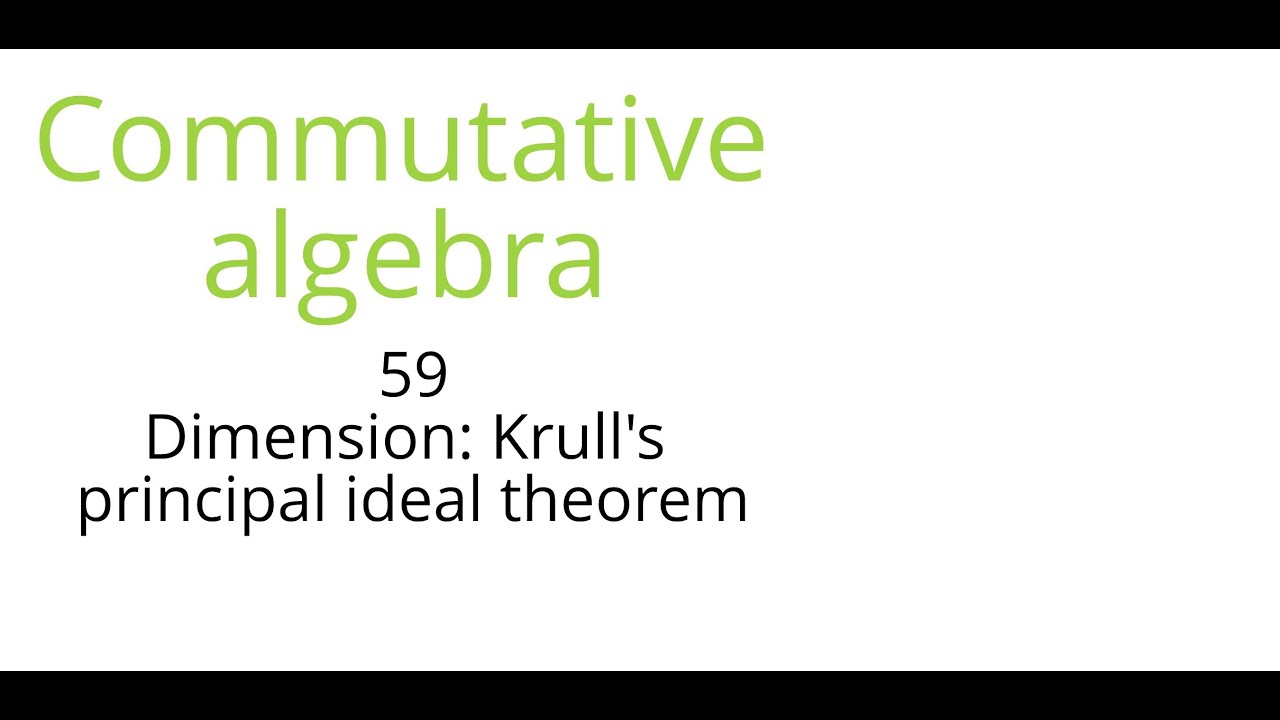 Commutative algebra 59: Krull's principal ideal theorem - YouTube