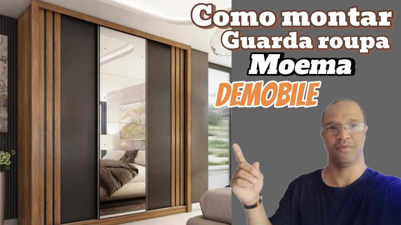 Como montar Guarda roupa 3 portas de correr com espelho Moema Demobile ...