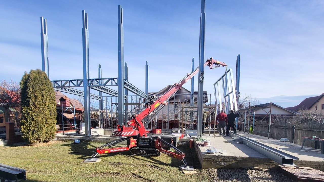 Montaj structura metalica cu Macara Spider - MiniMacarale.ro - YouTube