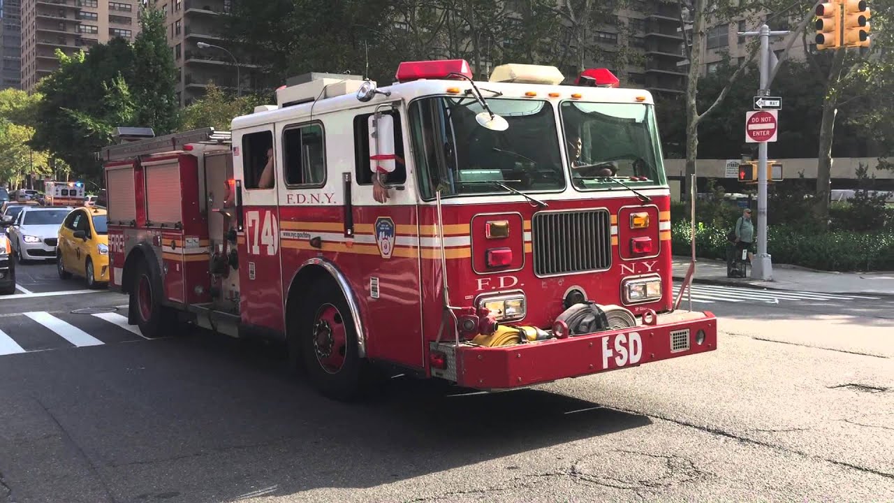 FDNY ENGINE 74 TAKING UP AFTER 10-77 FIRE ON WEST END AVENUE ON THE ...