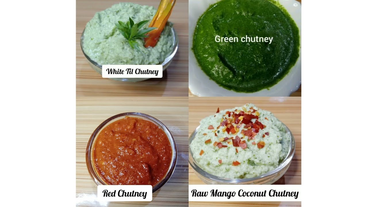 4 Types of Chutney Recipes||Chatpati Chutney Recipes - YouTube