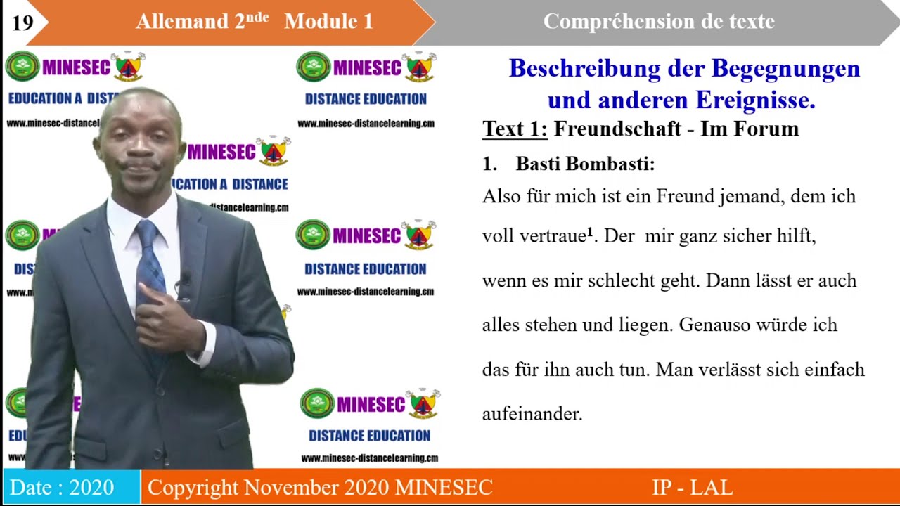 IP LAL ALLEMAND SECONDE LECON 1 session intro + comprehension de texte ...