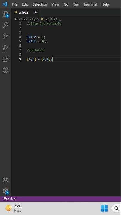 Swapping In Javascript Shorts Shortsvideo Youtubeshorts Youtube