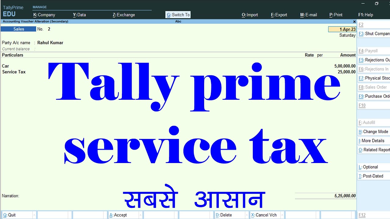 service tax gst bill in tally prime | service tax in tally prime | gst ...