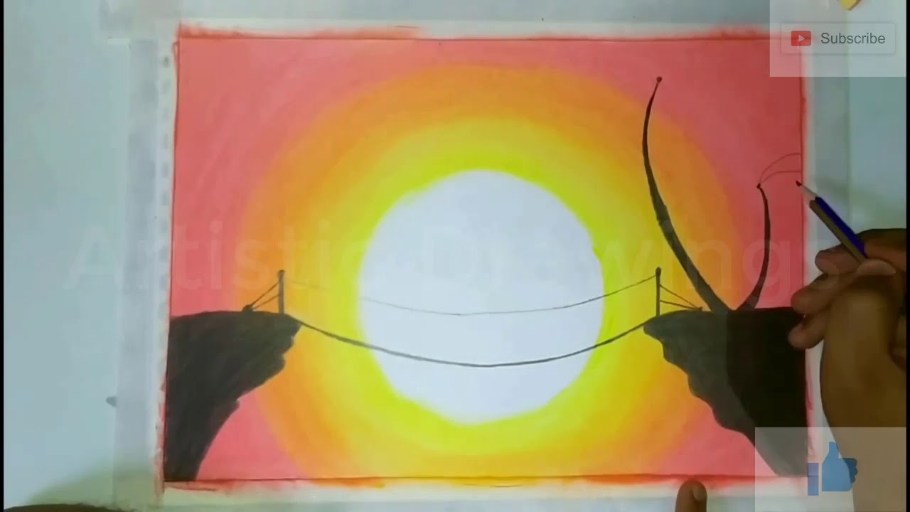 Artistic Drawing Tropical Sunset Bridge - YouTube