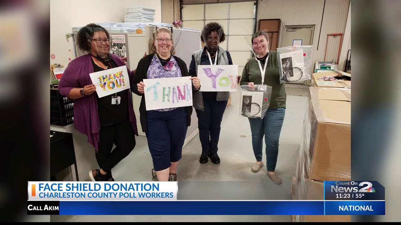 ZVerse donates 1,200 face shields to Charleston poll workers - YouTube