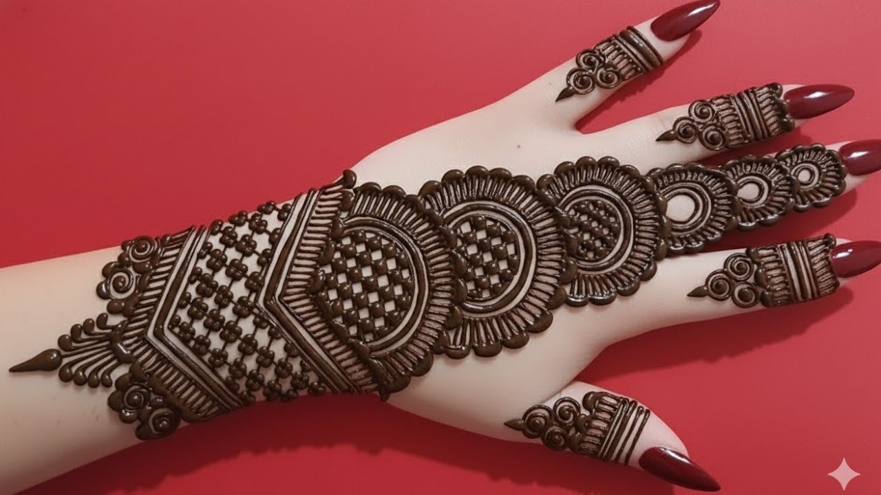 Mehndi design for back hand||new stylish mehndi design||checks mehndi ...