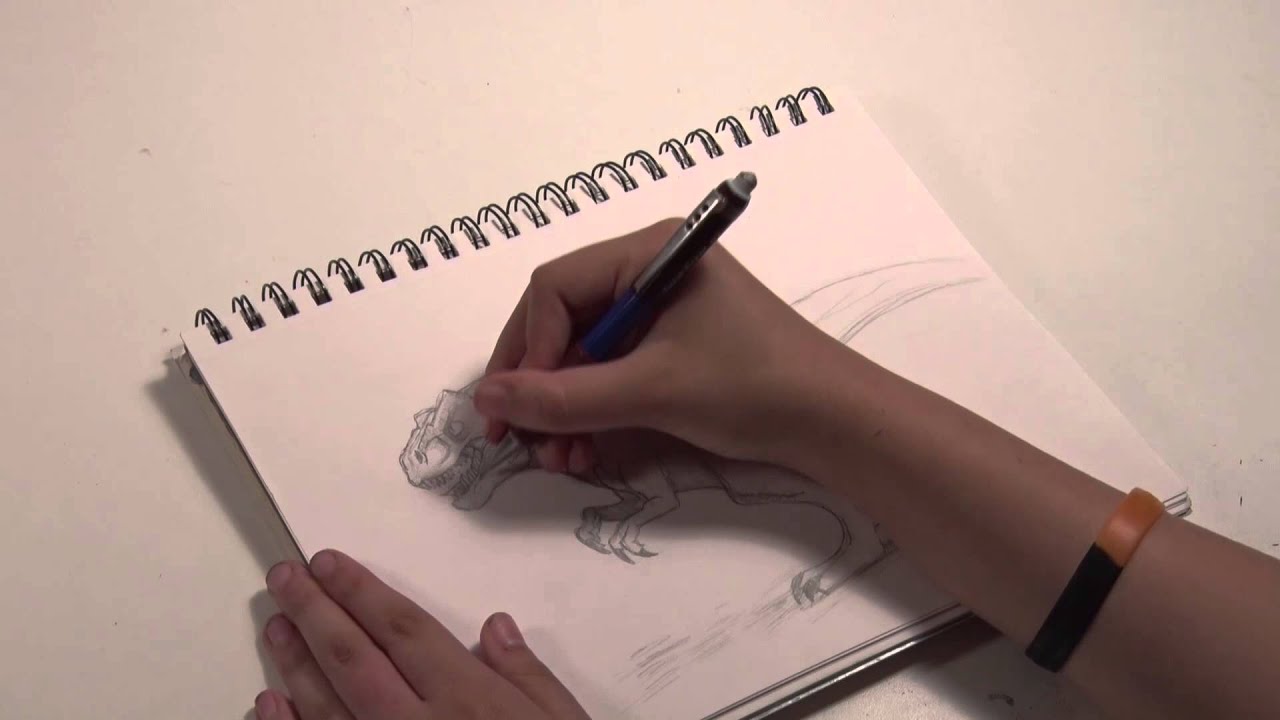 Jurassic World Rexy speed drawing - YouTube