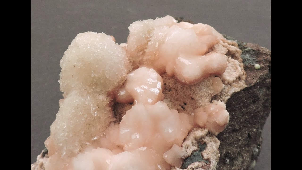 Pink stilbite and heulandite from India – cabinet size - YouTube