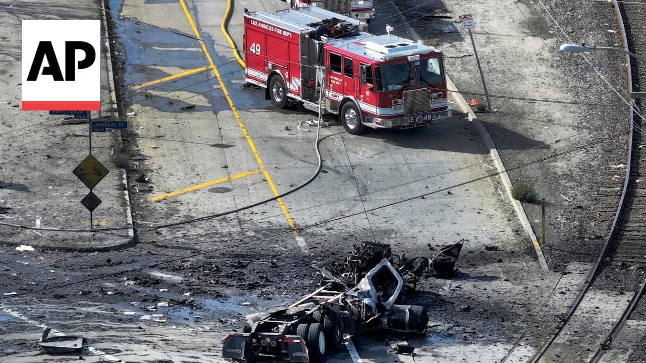 9 Los Angeles firefighters injured after truck's fuel tank explodes ...