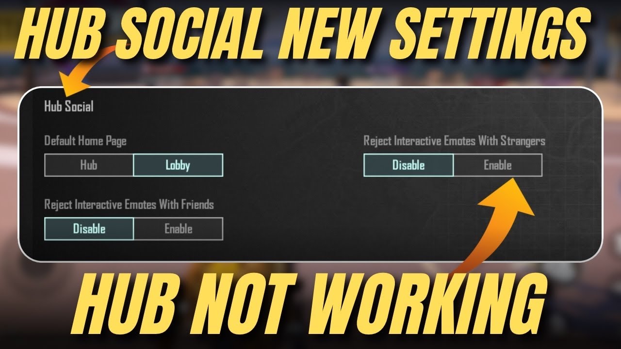 HUB SOCIAL SETTING PUBG MOBILE | HUB NOT WORKING PUBG MOBILE - YouTube