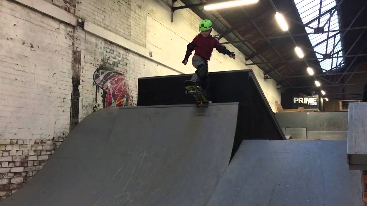 Jake dropping in on the 6ft vert ramp - YouTube