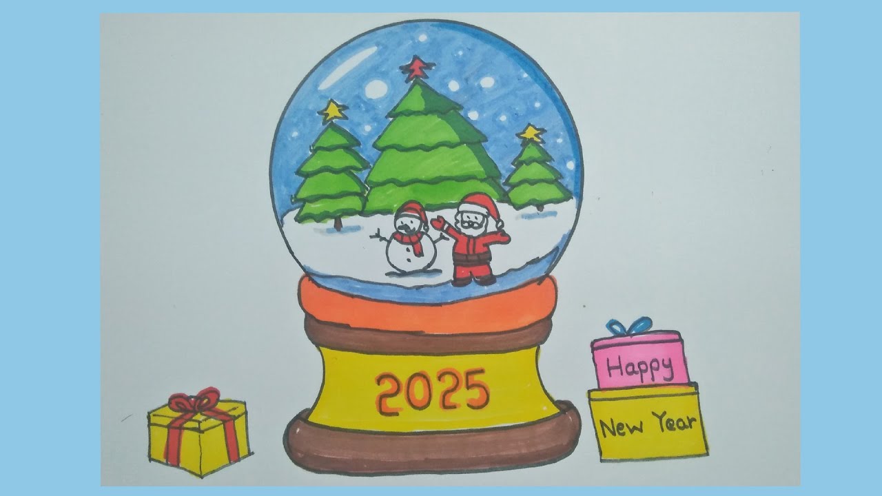 How to draw Snowball for kids၊Drawing Snowball step by step၊Happy New ...