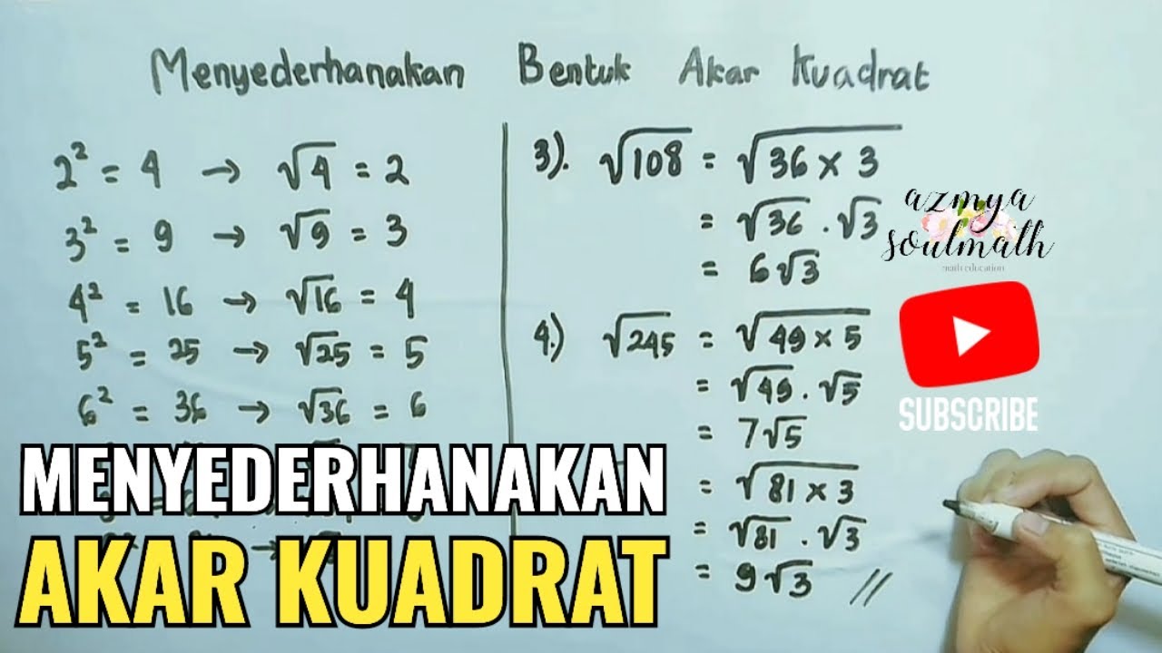 Cara Menyederhanakan Akar Kuadrat | Bentuk Akar Kuadrat #akarkuadrat ...