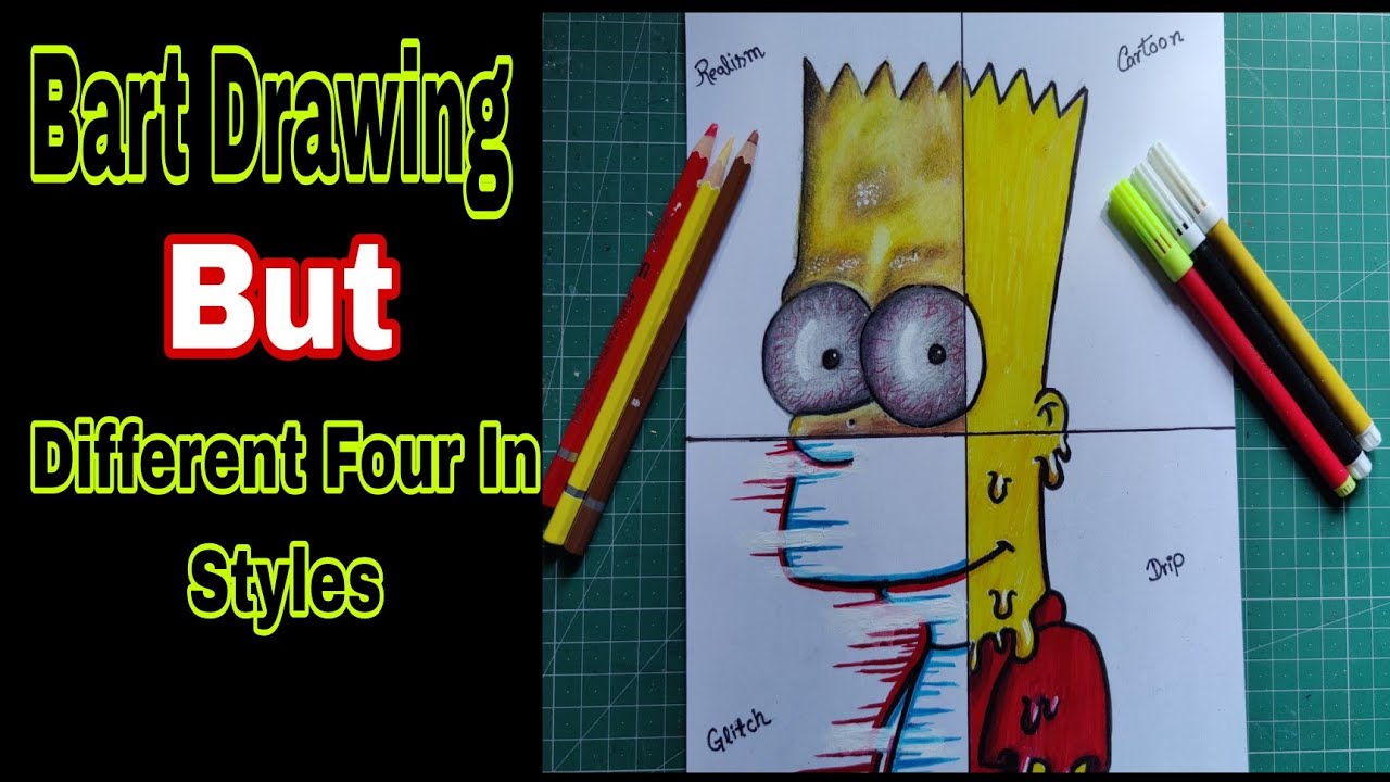 Drawing Bart But In Four Different Styles #bart #drawing #art - YouTube