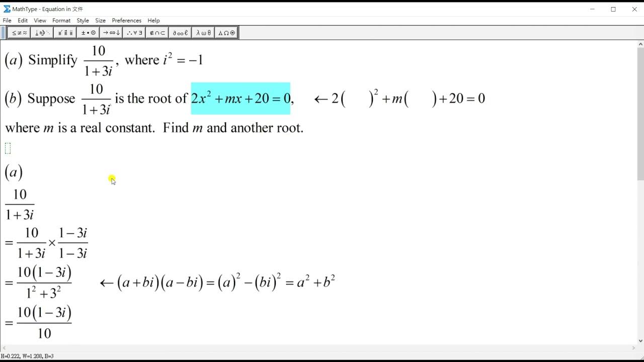 Quadratic equation with two complex roots 02 - YouTube
