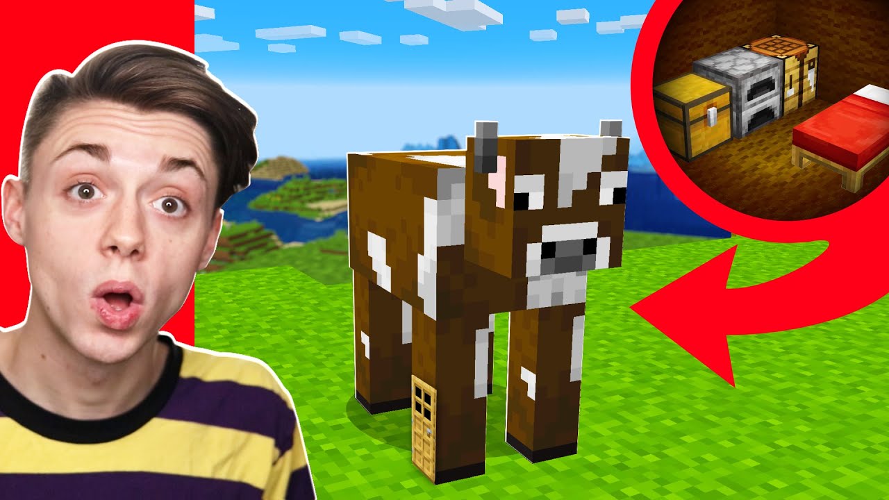 Building a Minecraft house INSIDE a COW!? - YouTube