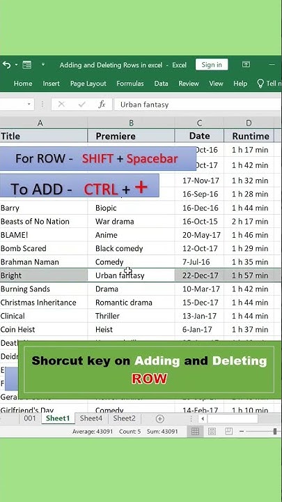 Shortcut Key on to ADD and DELETE ROW in EXCEL - YouTube