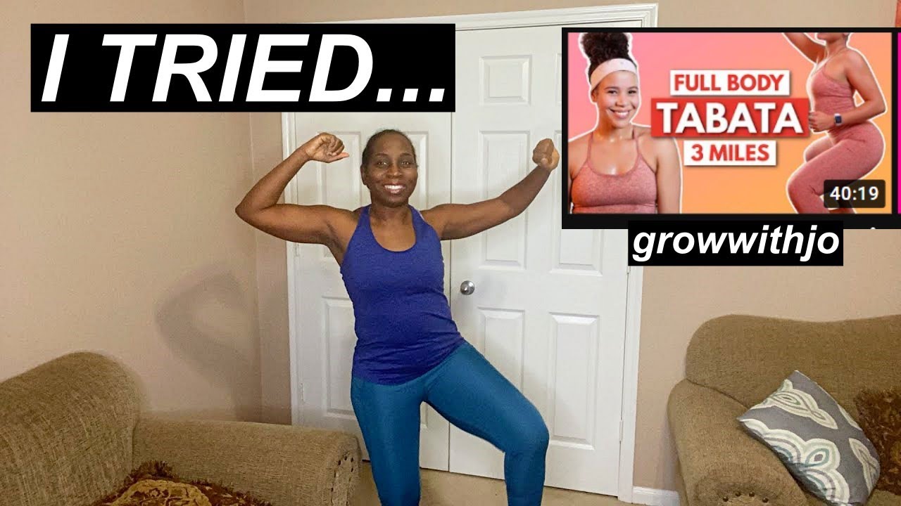 Trying Growwithjo 3 mile full body TABATA workout - YouTube