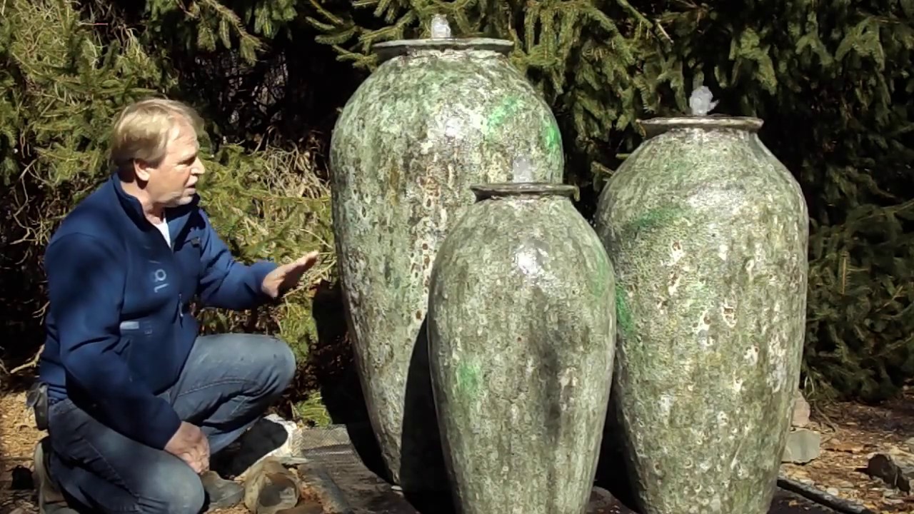 Coral Green Mist Pot Fountain Set Of Three - YouTube