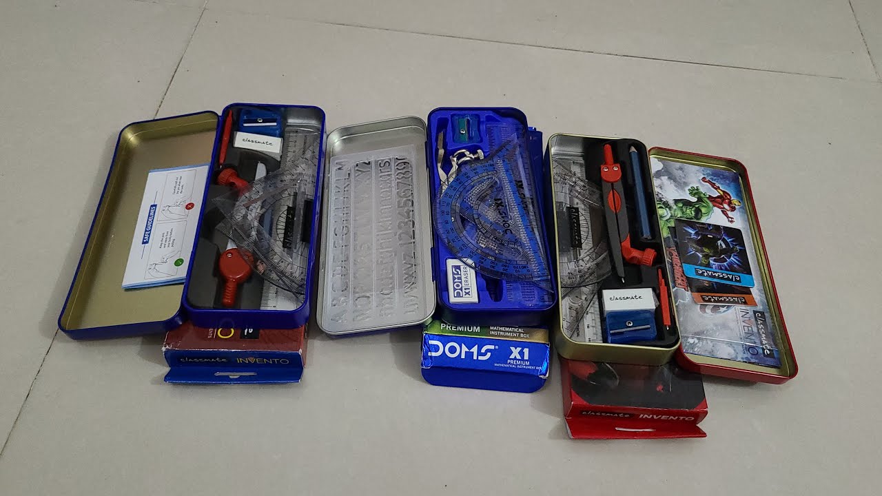 NEW 3 Geometry BoxDoms x1 Instrument box/Classmate Invento mathematical ...