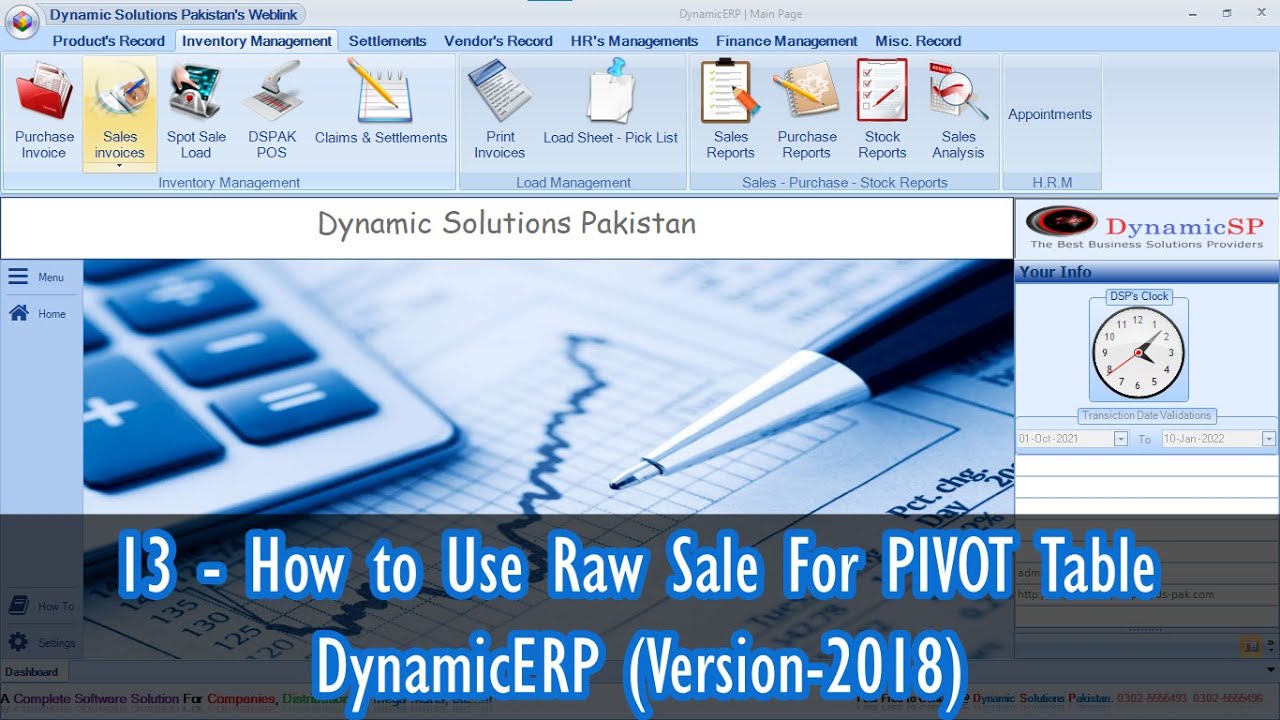 13 - How to Use Raw Sale For PIVOT Table DynamicERP (Version 2018 ...
