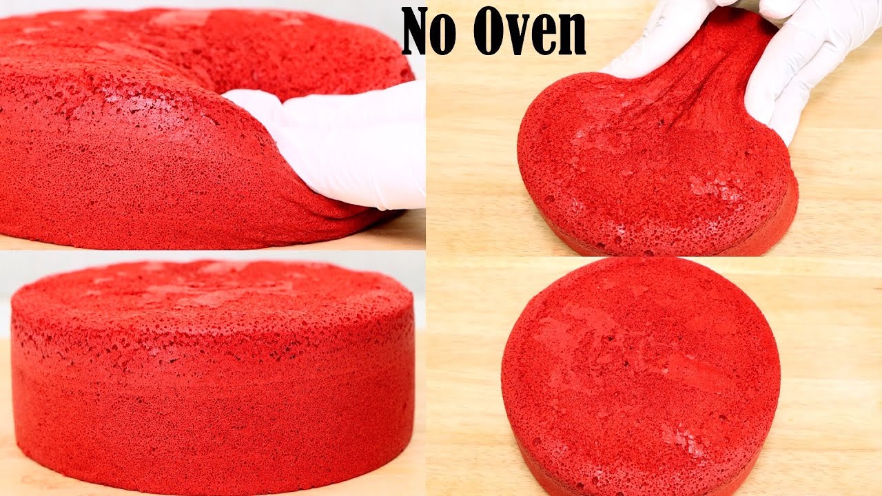 No Oven Red Velvet Sponge Cake Recipe | How to Make Soft & Fluffy Red ...