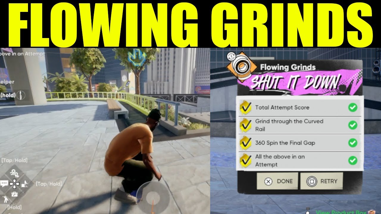 Skate 4 - flowing grinds goals guide | grind through the curved rail ...