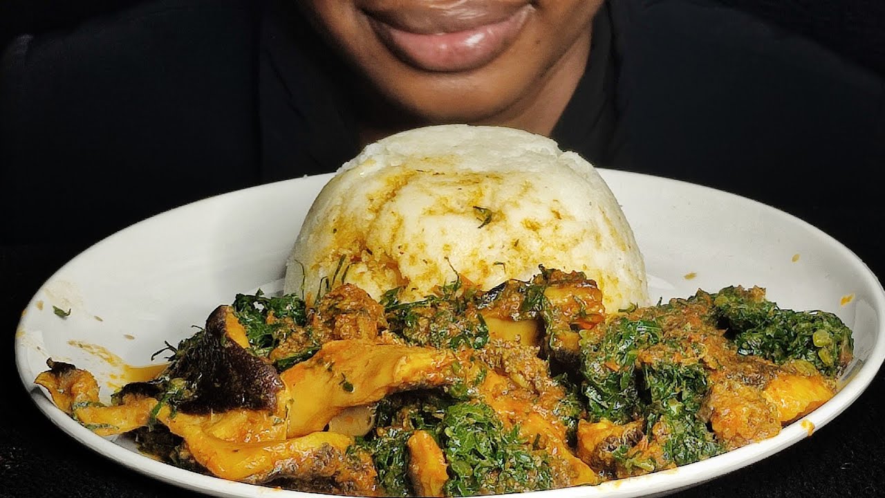 ASMR MUKBANG EATING FUFU/UGALI/PAP AND VEGETABLE SOUP - YouTube