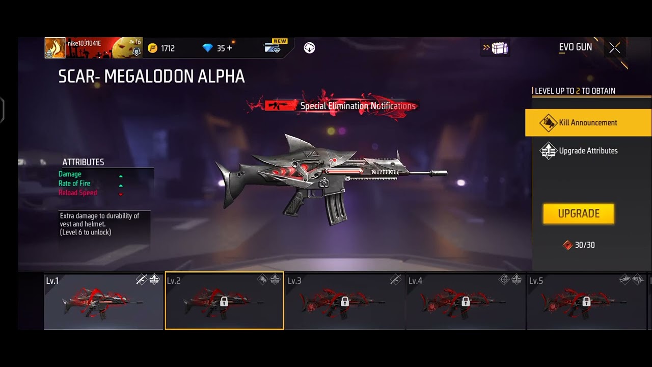 EVO SCAR LV 1 TO 2 - YouTube