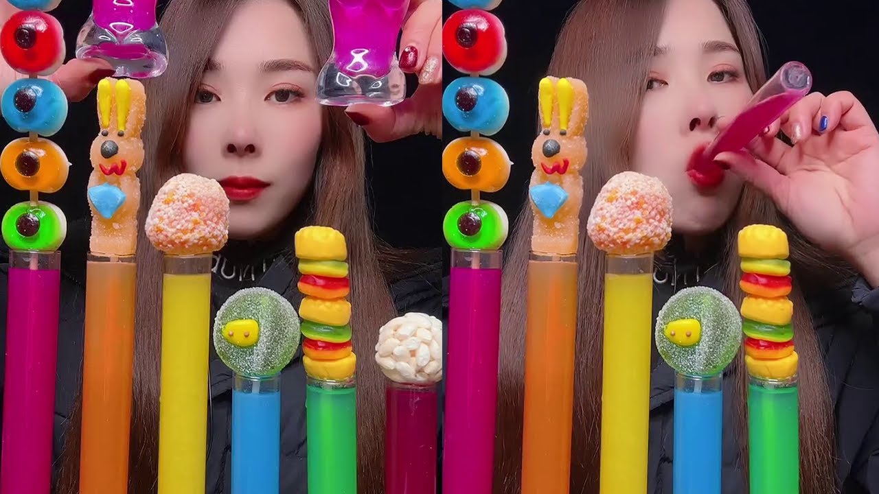ASMR Rainbow Drinks | Drinking Sounds | Gummies - YouTube