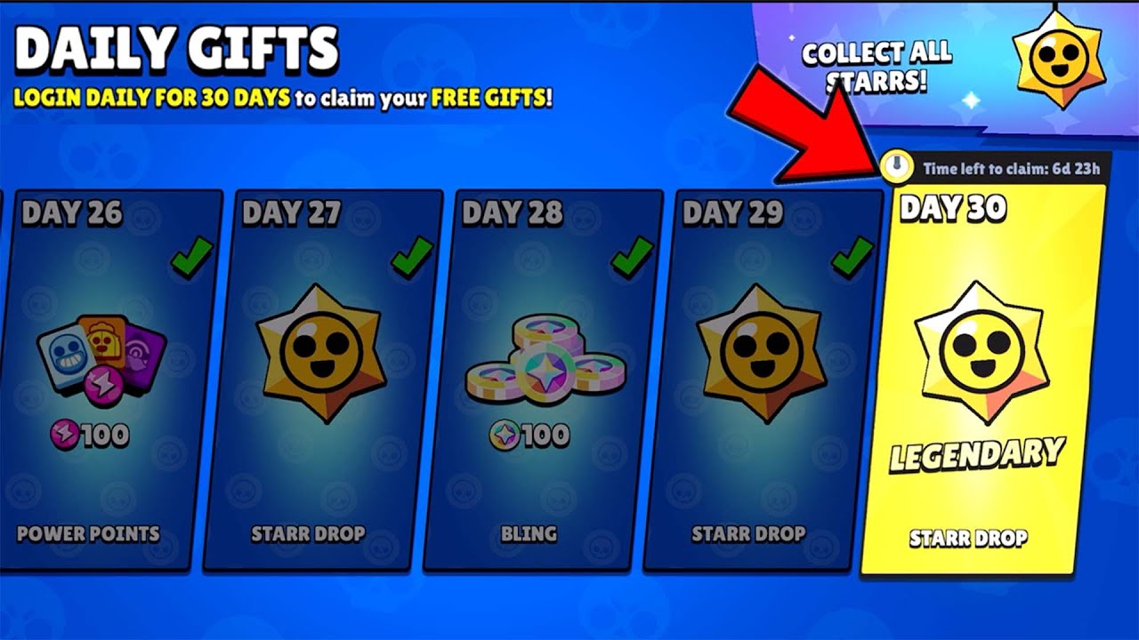 30 DAY LEGENDARY 🔥 FREE DAILY GIFTS!!🔥🔥 BRAWL STARS UPDATE REWARDS ...