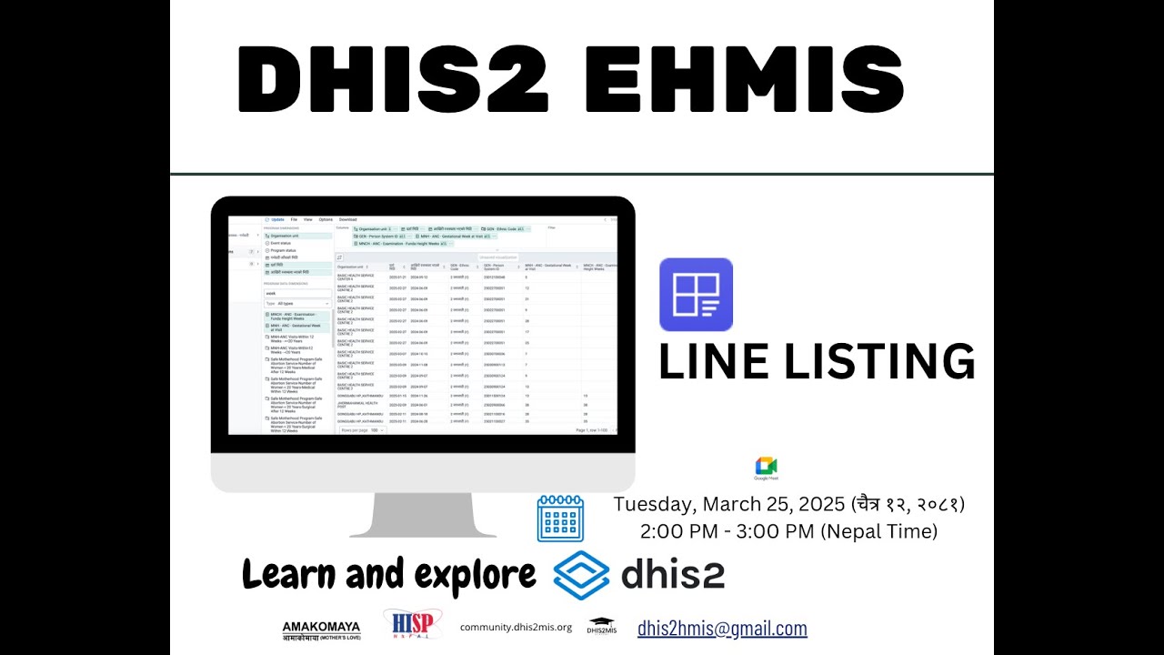 Webinar on Line Listing in DHIS2 EHMIS for MNCH, Child Immunization, and Health Programs in ...