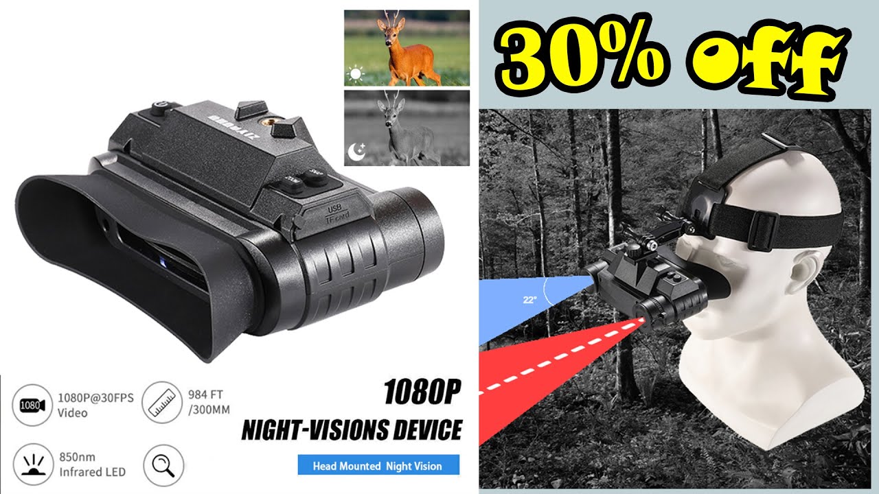 New Night Vision Goggles Head Mounted 1X Optical Extra Wide FOV 940nm ...
