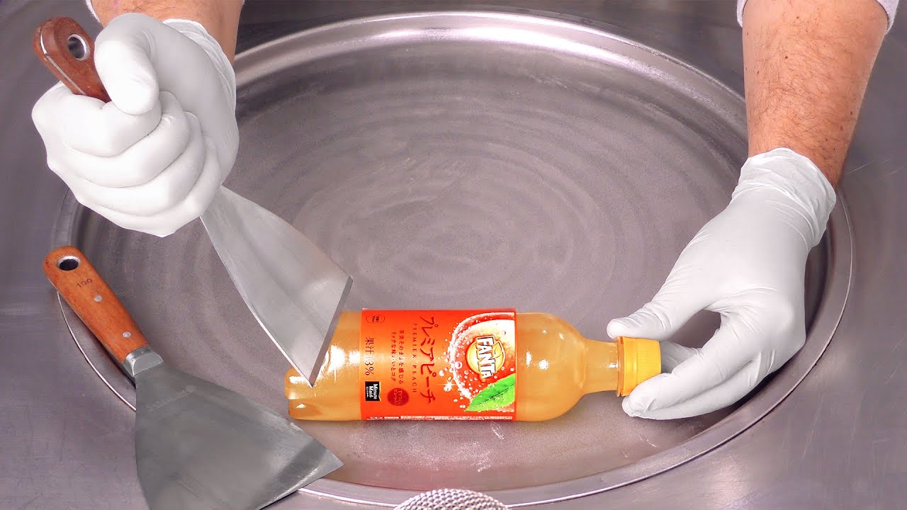 FANTA Premier Peach - Ice Cream Rolls | Japan Lemonade ASMR - YouTube
