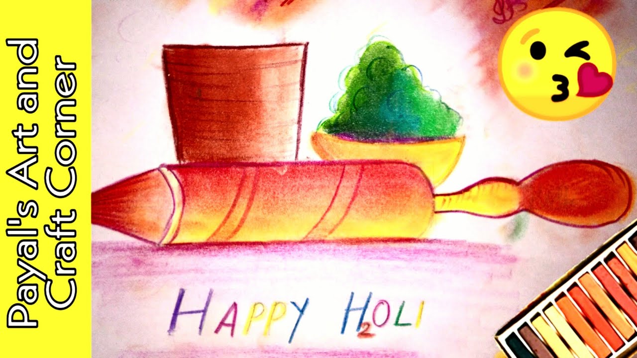 How to make holi card ??? || Holi drawing || Payal's Art and Craft ...